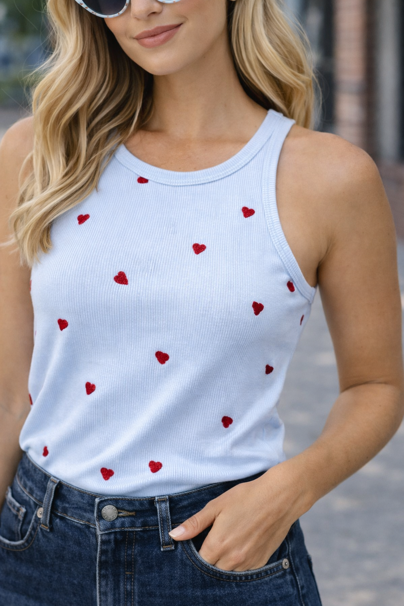 THE SWEETHEART RACER TANK - BLUE – Coco Boutique