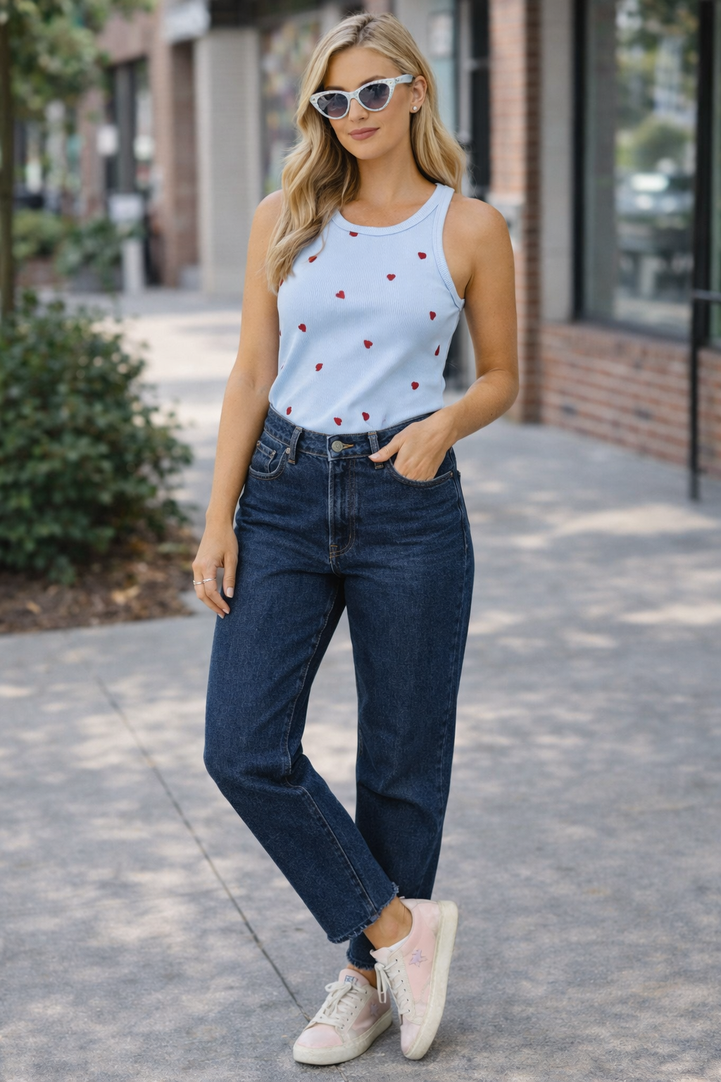 THE SWEETHEART RACER TANK - BLUE – Coco Boutique