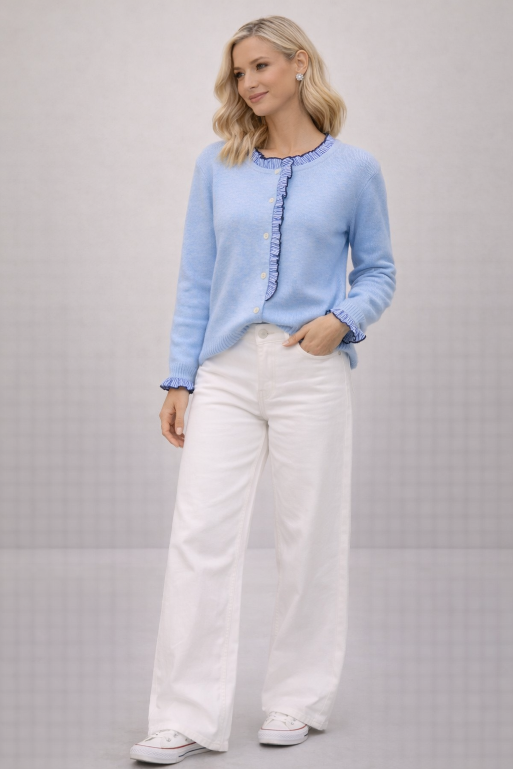 THE BELLE BLEU RUFFLE CARDIGAN – Coco Boutique